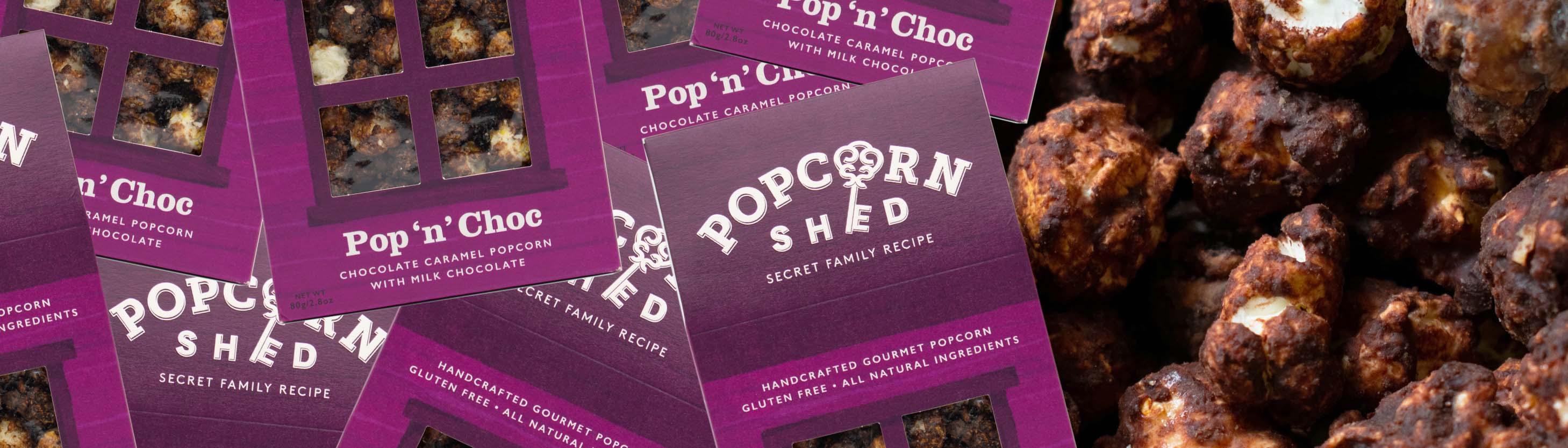 Pop'n'Choc Gourmet Popcorn | Chocolate Caramel Flavour | Popcorn Shed
