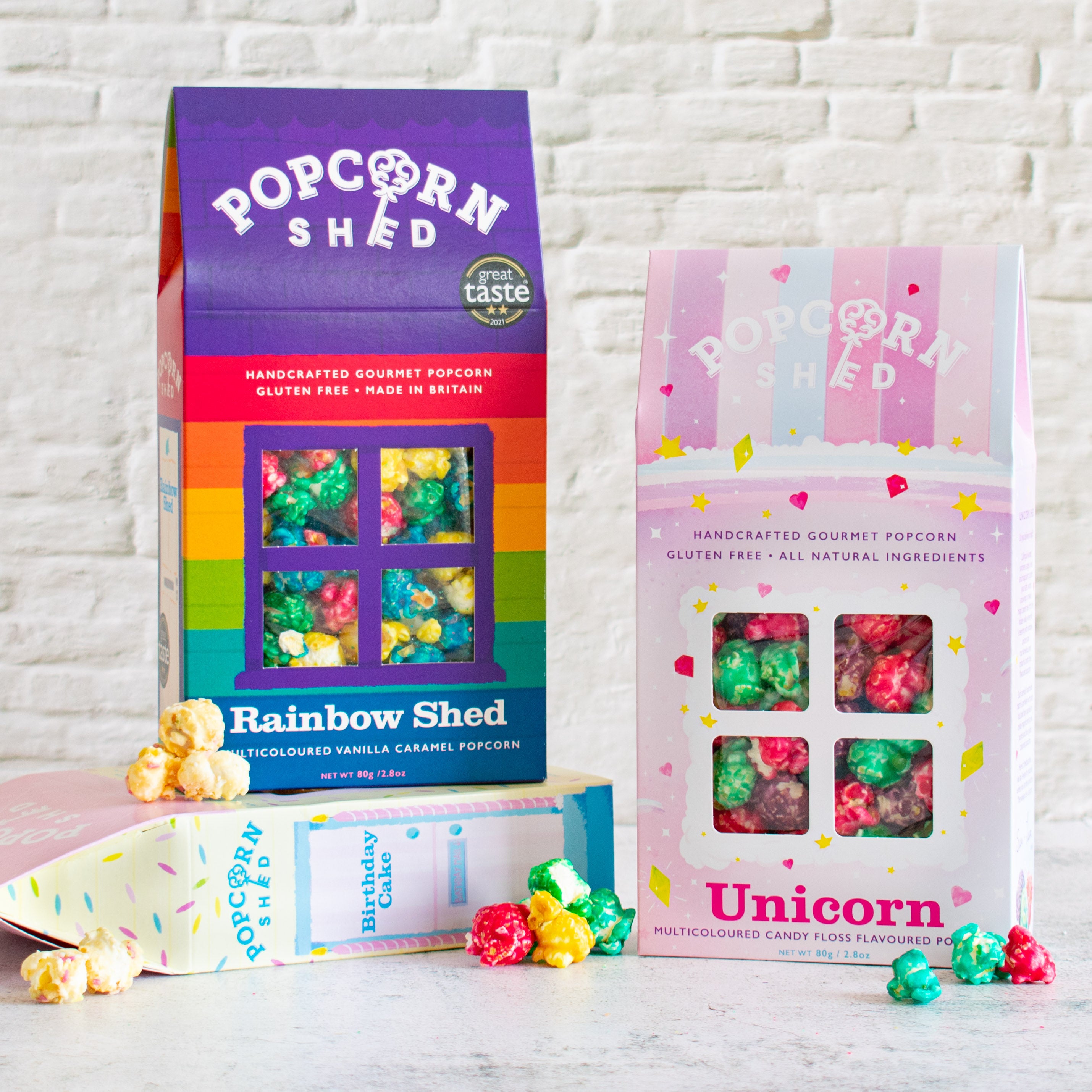3 Shed Multicoloured Popcorn Bundle | Colourful Snacks | Popcorn Shed