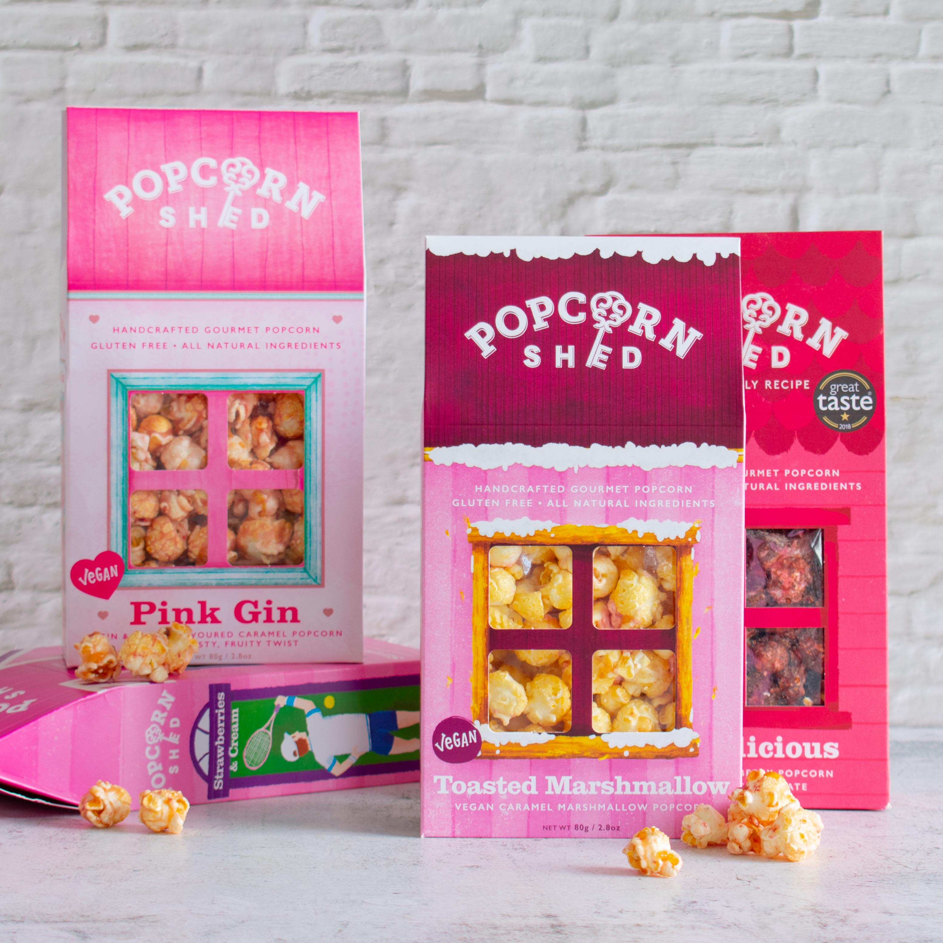Pink Gourmet Popcorn Selection - 4 Popcorn Sheds